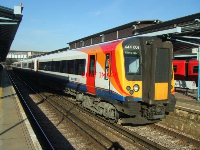 PHOTO CLASS 444 Desiro 5-Car Emu No 44 027 At Guildford On A Waterloo ...
