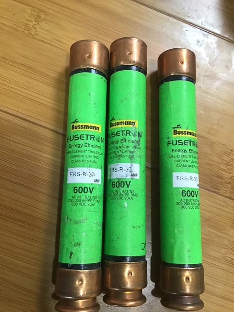 FRS-R-30 FUSETRON BUSSMAN Dual Element Time-Delay Fuses 600V 30 Amp ...