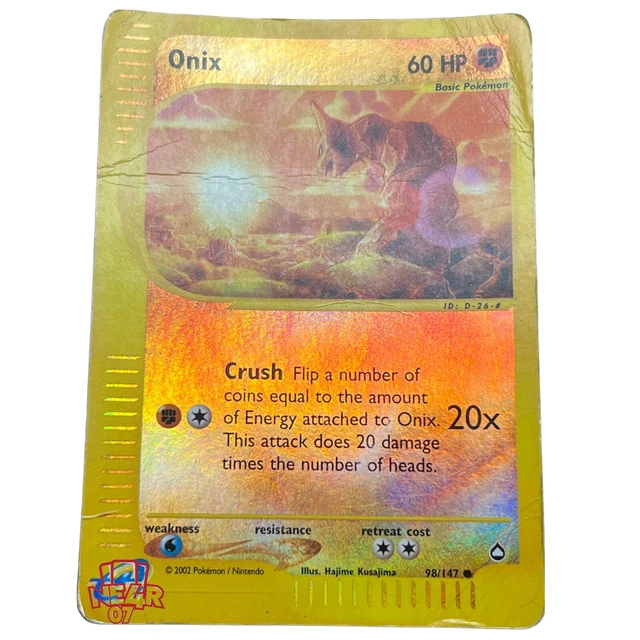 POKEMON PAPIER CARTE Rare Foil Eng Aquapolis Onix 98/137 Holo Reverse ...