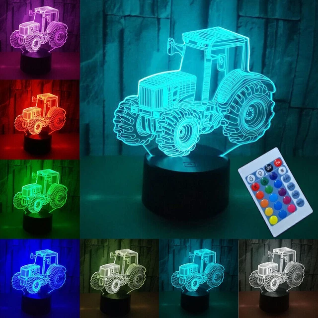 3D TRACTOR CAR Night Light 7 Colors Change Led Desk Lamp Touch Room ...