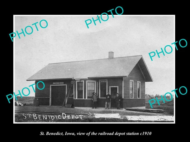 OLD 8X6 HISTORIC PHOTO OF St BENEDICT IOWA THE RAILROAD DEPOT STATION ...