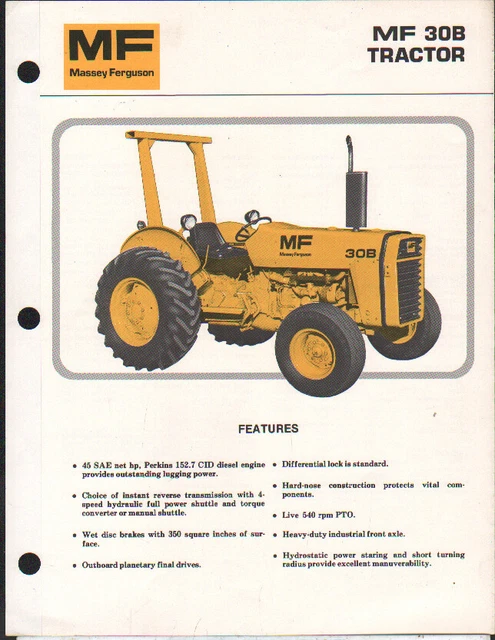 MASSEY FERGUSON &MF 30B" Industrial Tractor Brochure Leaflet £7.00 - PicClick UK