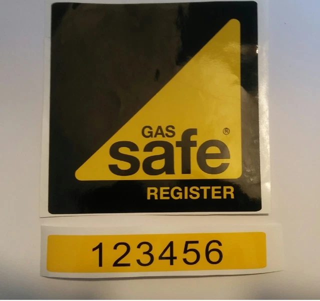 GAS SAFE REGISTER Sticker Sign Decal with Registration number - 150mm ...