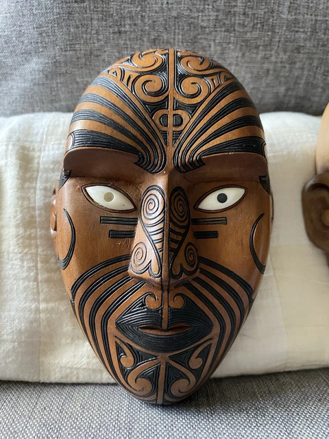 MOKO MASK TANE Wahine Aotearoa Traditional Māori Carved Wood by Thomas ...