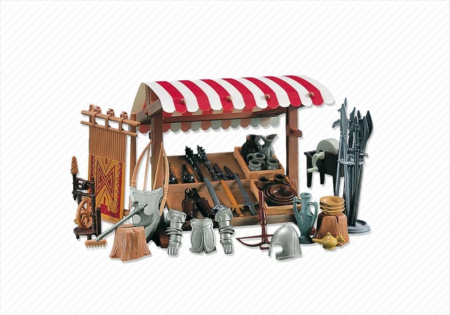PLAYMOBIL KNIGHTS MARKET STAND 7855 weapons grindstone Medieval castle ...