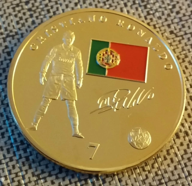 RONALDO REAL MADRID Gold Coin Signed Christiano Portugal World Cup Euro