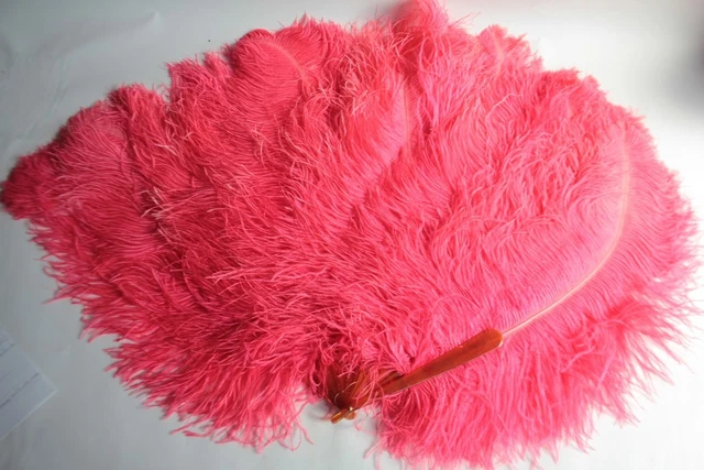 ANCIEN GRAND ÉVENTAIL Plumes d'autruche Rose (69538) EUR 198,00 ...