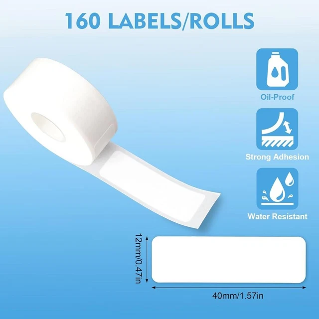 3 ROLLS THERMAL Label Tape 12 x 40 mm Waterproof White Stickers for Q31 ...