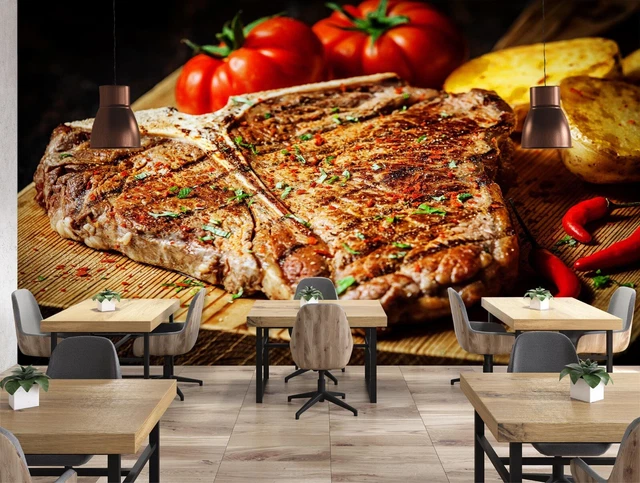 3D TOMAHAWK STEAK B5122 Business Wallpaper Wall Mural Self-adhesive ...