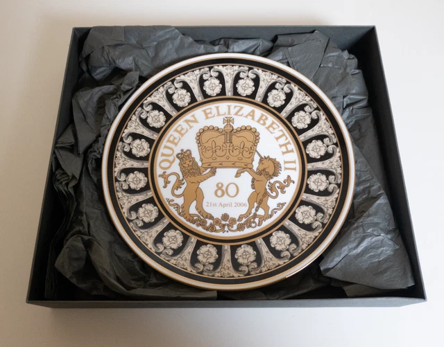 ROYAL MINT WITH Wedgwood Queen Elizabeth ii 80th Birthday Plate New ...