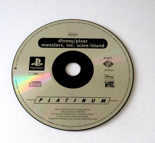 DISNEY PIXAR MONSTERS Inc Scare Island Disc Only - PS1 Playstation One ...