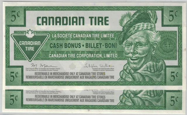 CANADIAN TIRE PAPER Money- CTC S31-B11 2x Consecutive Notes *157 $2.49 ...