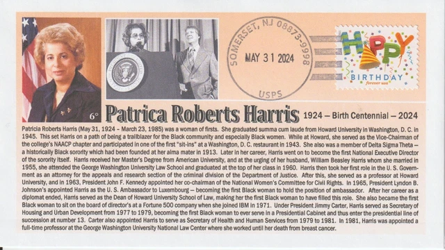 6° CACHETS PATRICIA Roberts Harris Birth Centennial Carter Cabinet ...