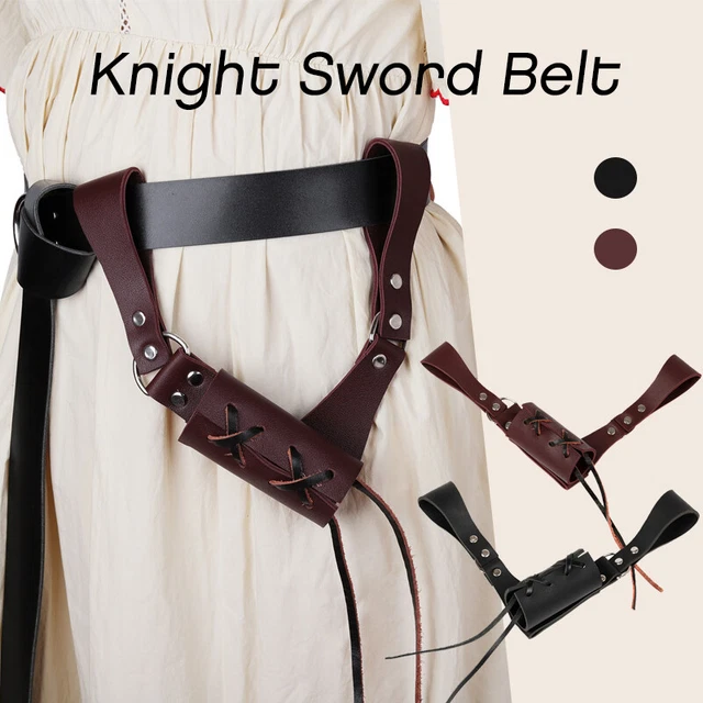 MEDIEVAL RETRO COSPLAY PU Leather Sling Warrior Waist Scabbard Sword ...