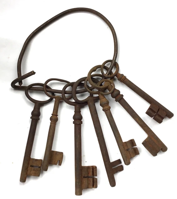 ANCIEN TROUSSEAU DE 6 CLEFS DE PORTE Bündel Türschlüssel bunch of door ...