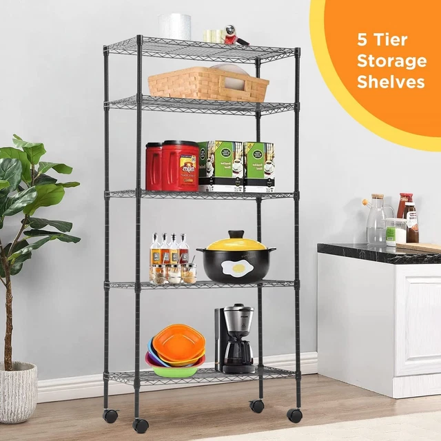 5-SHELF ADJUSTABLE HEAVY Duty Storage Shelving Unit Metal Organizer ...