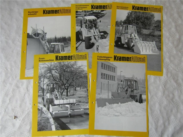 5 BROCHURES KRAMER four-wheel drive attachments snowplow high tilt shovel sweeper £13.35 ...