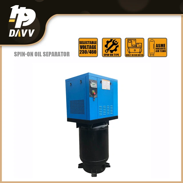 230V ROTARY SCREW Air Compressor 145 psi with 40 Gallon Air Tank 3 ...