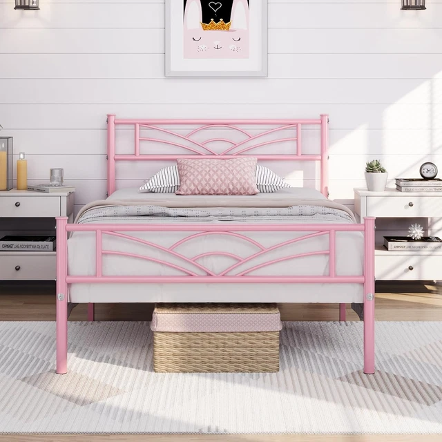 3FT SINGLE DOUBLE BED Frame with Elegant Cloud Design Headboard & Under ...