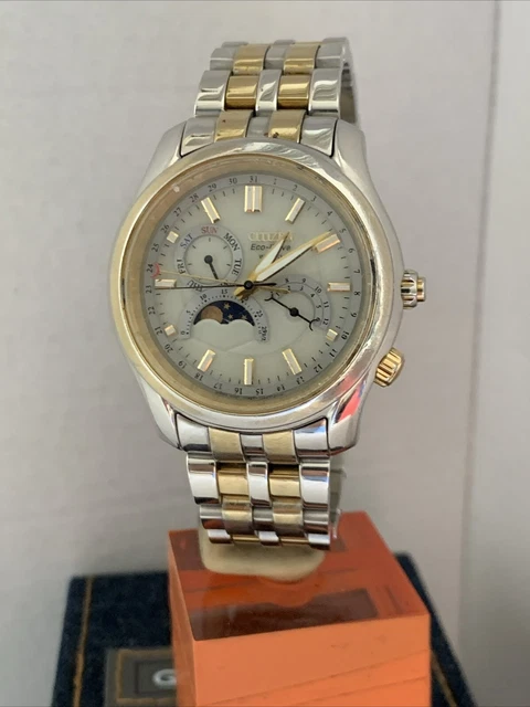 CITIZEN MENS ECO-DRIVE Moon Phase Calibre 8651 Two Tone BraceletWatch ...
