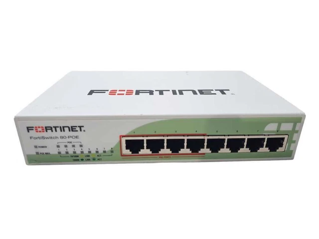 FORTINET FORTISWITCH-80-POE | 8-Port Gigabit | 4 Port POE Compact ...