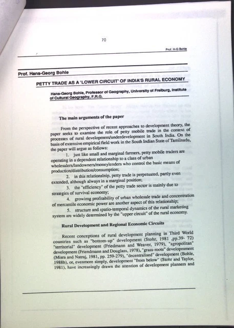 PETTY TRADE AL a 'lower circuit' of India's rural economy; Bohle, Hans ...