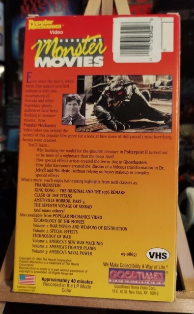 POPULAR MECHANICS MONSTER MOVIES VHS Technology Horror Rare OOP Kong FX £6.32 - PicClick UK
