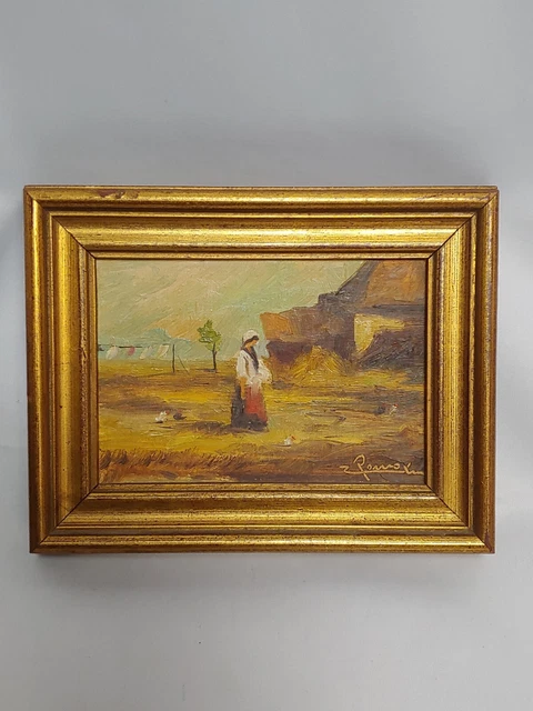 REMO MARIO TRENTINI Dipinto Miniatura Olio su masonite paesaggio ...