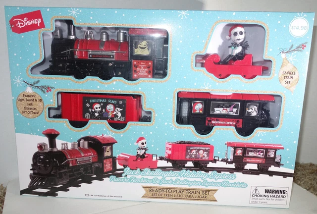 DISNEY NIGHTMARE BEFORE Xmas Holiday Train Set Jack Skellington Light ...