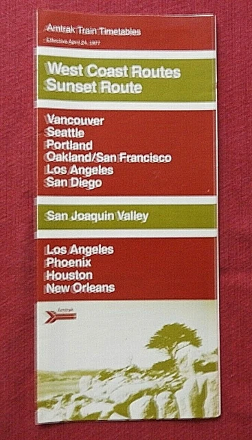 1977 Amtrak West Coast And Sunset Routes Time Table Schedule Nice 3109 Picclick Au 