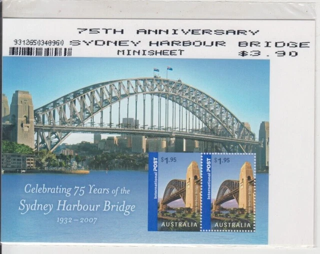 AUSTRALIA 2007 75TH ANNIVERSARY OF SYDNEY HARBOUR BRIDGE SHEET MNH $12. ...