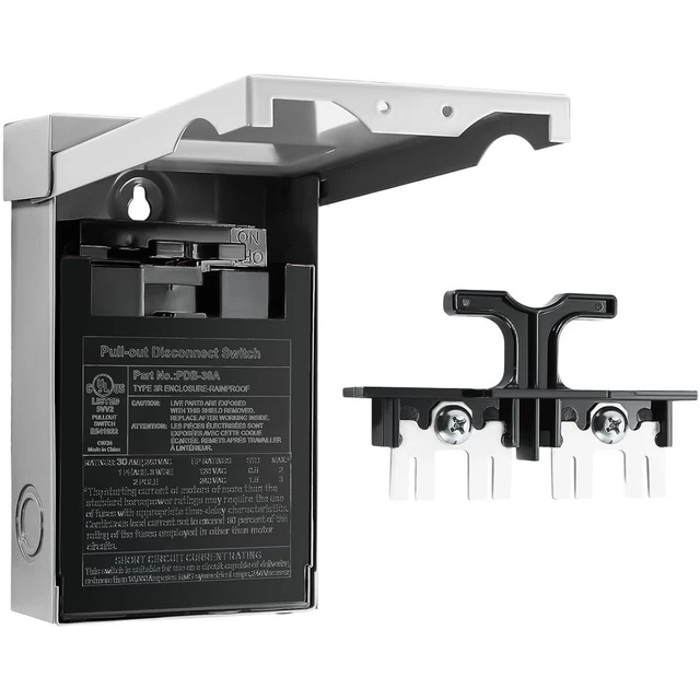 OUTDOOR 30A AC Disconnect Switch with Lockable Pull Out Handle 120240 ...