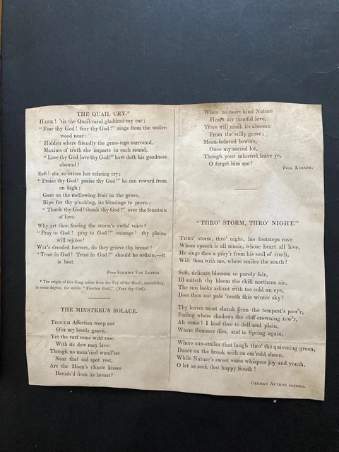 VERSE SHEET THE Quail Cry The Minstrel's Solace Thro Storm Thro Night ... VERSE SHEET THE Quail Cry The Minstrel's Solace Thro Storm Thro Night ...