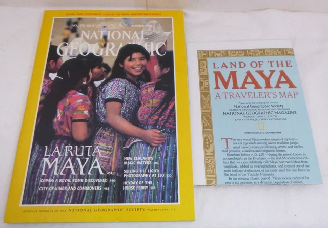 NATIONAL GEOGRAPHIC MAGAZINE October 1989 La Ruta Maya (Map Included) £ ...