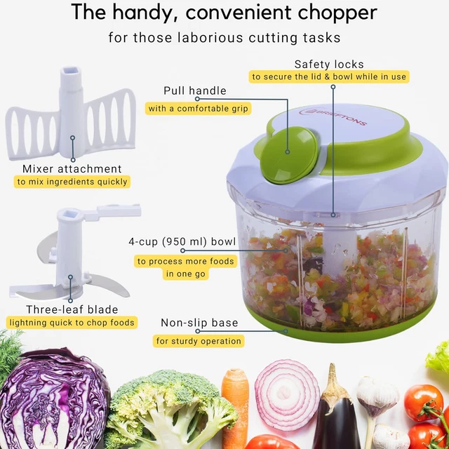 QUICKPULL MANUAL FOOD Chopper: Large 4-Cup Powerful Hand Pull Chopper £ ...