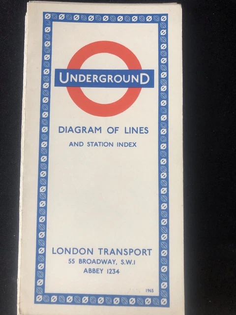LONDON UNDERGROUND TUBE Map Jan 1965 (165/184Z/1,000,000) £10.00 ...