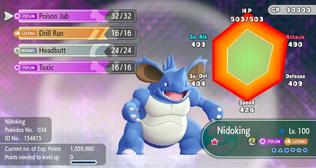 POKEMON LET'S GO Pikachu/Eevee 6IV Max AV glänzend Nidoking EUR 1,41 ...