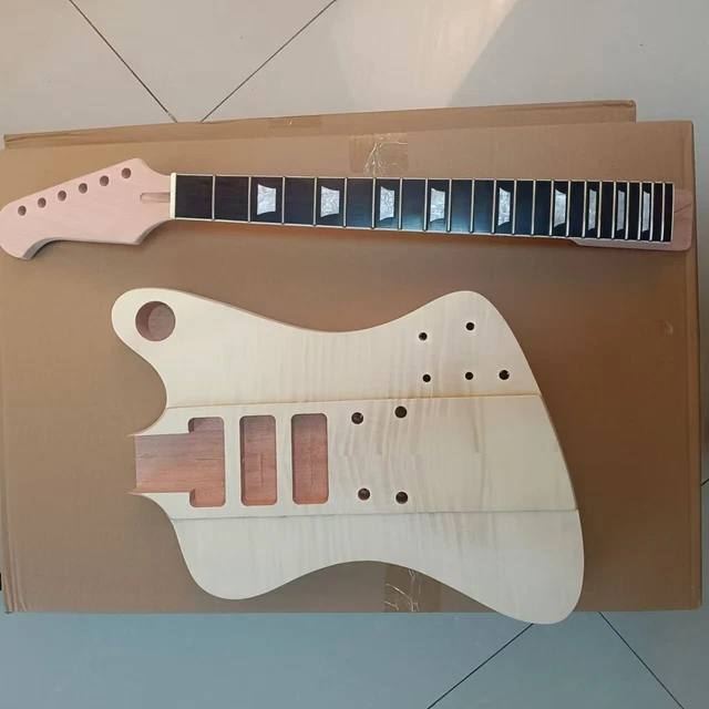 DIY SIX 6 String Electric Guitar Kit Rosewood Fretboard Flame Top ...