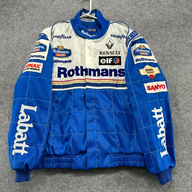 VINTAGE SPARCO JACKET Mens XL Blue Rothmans Williams Renault F1 Racing ...