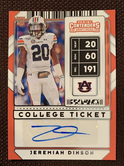 2020 PANINI CONTENDERS Jeremiah Dinson voiture RC recrue collège billet ...
