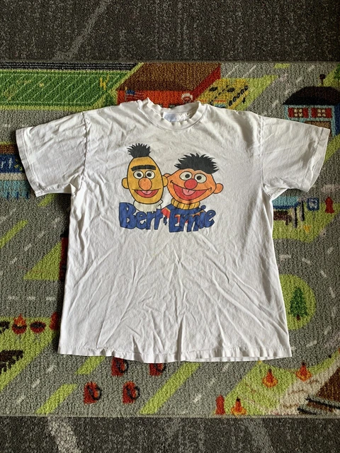 VINTAGE BERT AND ernie Sesame Street cartoon single stitch 90s white ...