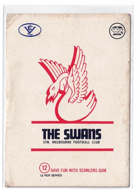 SCANLENS 1973 VFL Footy Card Sticker South Melbourne Swans Emblem Logo ...
