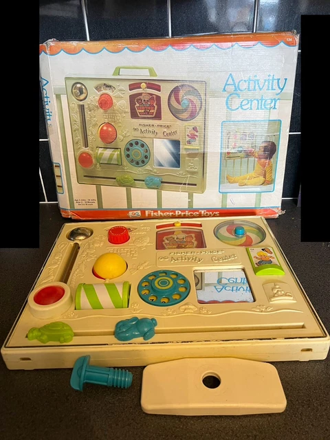 VINTAGE FISHER PRICE Activity Centre Cot Toy 1973 Back Attachment BOXED ...
