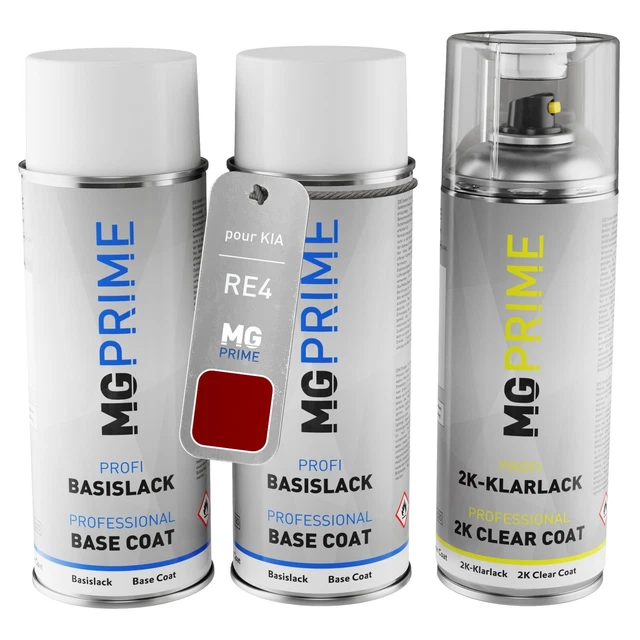 PEINTURE VOITURE KIT bombe aérosol 2c pour KIA RE4 Marcato Red Metallic ...