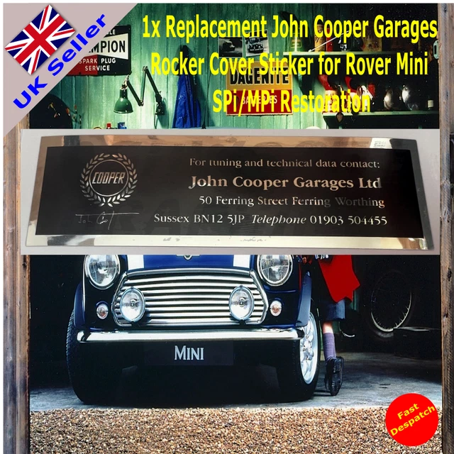 JOHN COOPER GARAGES Rocker Cover Sticker, Rover Mini, S Works, Touring ...