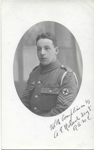 WW1 POSTCARD, SERGEANT Roberts, 3rd South Midland Field Ambulance RAMC ...