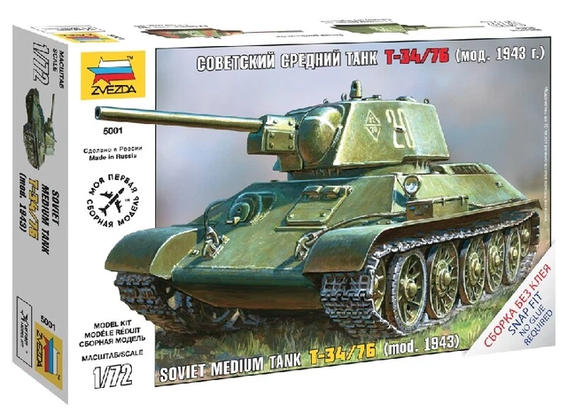SOVIET RÉSERVOIR T-34/76 1:72 Plastique Model Kit Zvezda EUR 20,90 ...