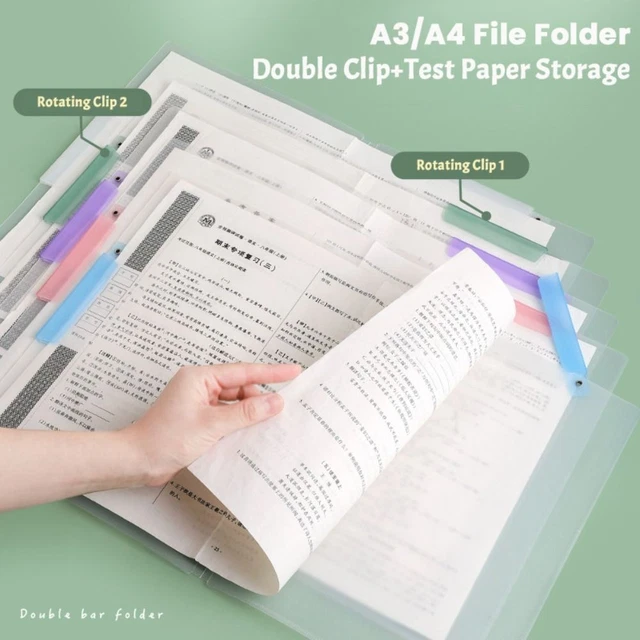 DOUBLE ROTATING CLIP A3/A4 File Folder Multicolor Document Folder ...