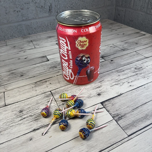 CHUPA CHUPS COLA Mix Aluminium Tin Can with Lid and SOME contents Retro ...