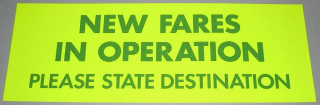 LONDON BUS WINDOW Sticker: New Fares In Operation State Destination ...